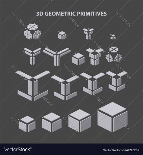 Collection Of 3d Geometric Primitive Shapes Vector Image