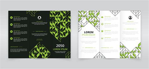 녹색 색상의 기하학적 모양과 선이 있는 현대적인 삼중 브로셔 템플릿 0명에 대한 스톡 벡터 아트 및 기타 이미지 0명 3단 브로슈어 광고 Istock