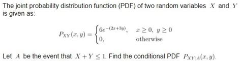 Solved The Joint Probability Distribution Function PDF Of Chegg