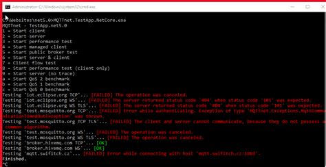 Only 2 Of 10 Public Broker Tests Work When Running Mqttnettestapp