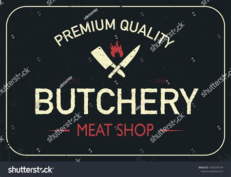 고기 칼이 든 빈티지 고기 가게 스톡 일러스트 1665359734 Shutterstock