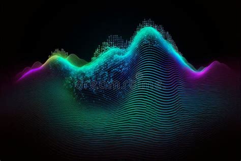 Illustration Of Motion Waving Dots Texture With Glowing Particles