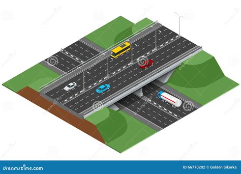 Overpass Highways Isolated On White Background 3d Rendering Royalty