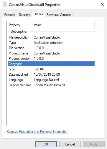 Update Details Of DLL File Issue Conan Io Conan Vs Extension GitHub