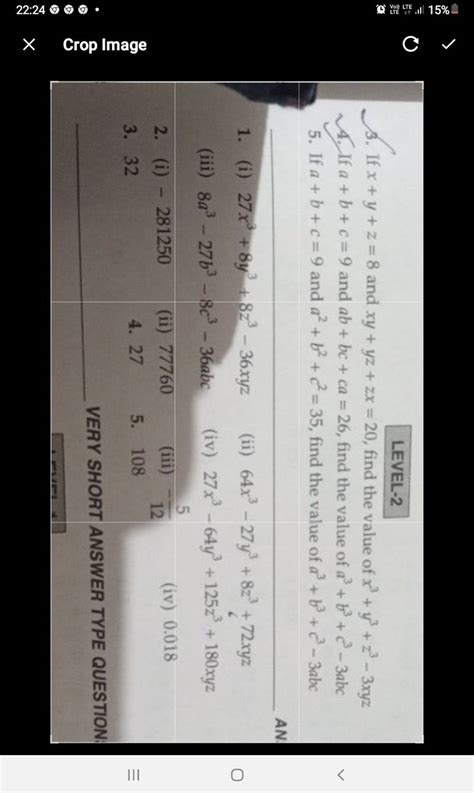 Level 2 3 If Xyz8 And Xyyzzx20 Find The Value Of X3y3z3−3xyz 4