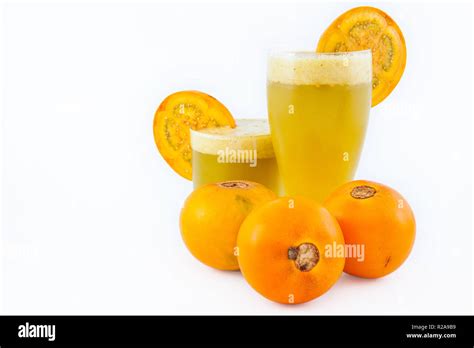 Lulo Juice A Traditional Colombian Exotic Fruit Solanum Quitoense