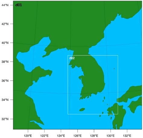 Wrf Nested Domains Domain 1 D01 And Domain 2 D02 D01 Is Centered