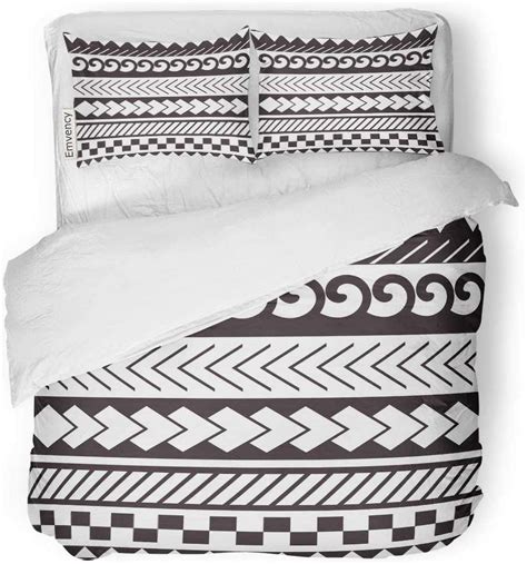 Fmshpon 3 Piece Bedding Set Arm Maori Polynesian Bracelet Tattoo Black
