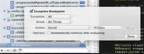 Iphone Ignore Certain Exceptions When Using Xcodes All Exceptions