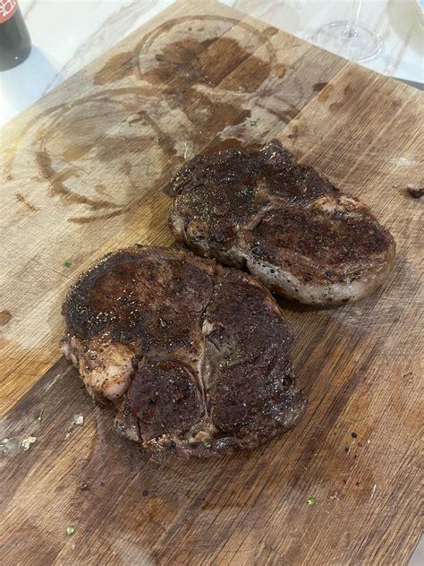 Costco Rib Eye 56c For 2 Hours Sear In Stainless Cafe De Paris Sauce