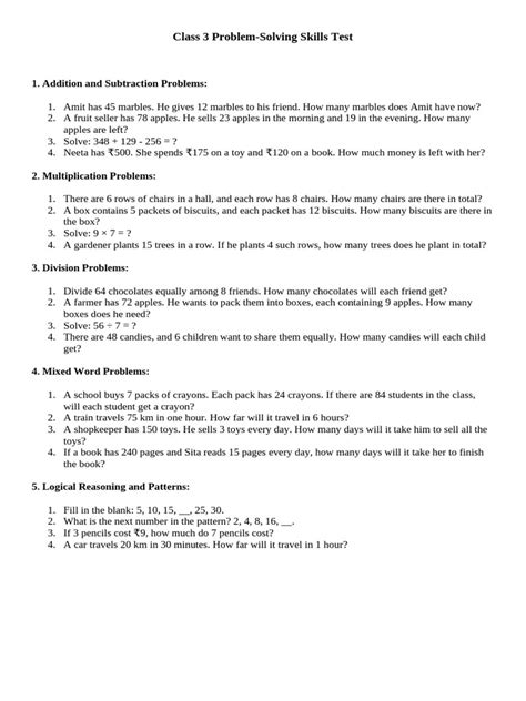 Class 3 Problem Solving Pdf Class 3 Problem Solving Pdf