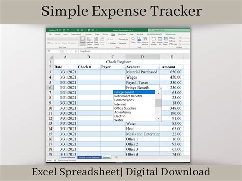 Simple Expense Tracker Excel Template Automatically Calculates And Groups Expenses Etsy