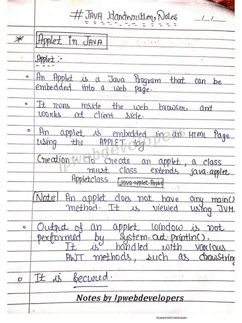 java applet notes pdf