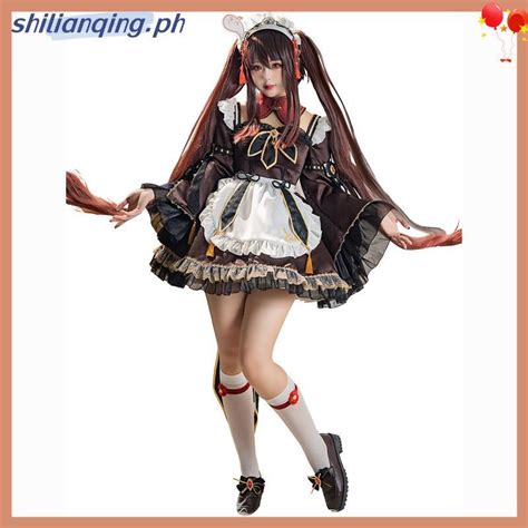 Genshin Impact Fanart Hutao Maid Ver Hu Tao Cosplay Costume Shopee