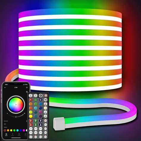 Amazon Com 32 8Ft Neon Rope Lights Flexible Led Rope Lights Control With App Remote Multiple