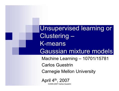 pdf unsupervised learning or clustering k means gaussian