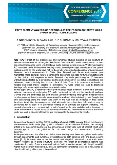 Pdf Finite Element Analysis Of Rectangular Reinforced Concrete Walls