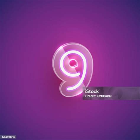 플라스틱 케이스 가 있는 사실적인 네온 9 캐릭터 벡터 일러스트 3차원 형태에 대한 스톡 벡터 아트 및 기타 이미지 3차원 형태 바 알파벳 Istock