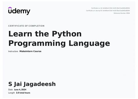 Jai Jagadeesh On Linkedin I Am Happy To Share My Certificate For Completion Of Python Language