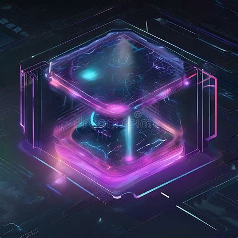 futuristic holographic interface with radiant elements stock image