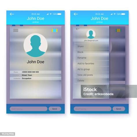 모바일 App 페이지 프로필의 사이드바 메뉴 화면 Ui입니다 금속 배경 응용 프로그램의 인터페이스입니다 응답 비즈니스 웹사이트