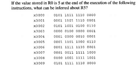 solved if the value stored in r0 is 5 at the end of the