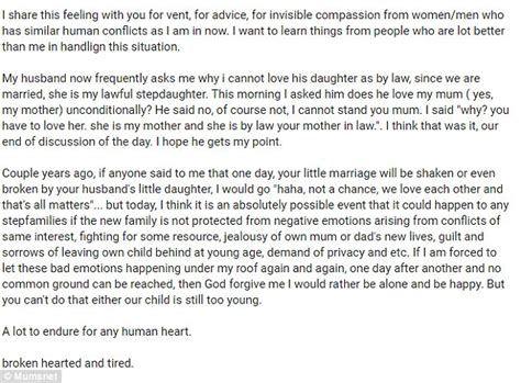 Mumsnet User Refuses To Let Her Stepdaughter Move In Daily Mail Online
