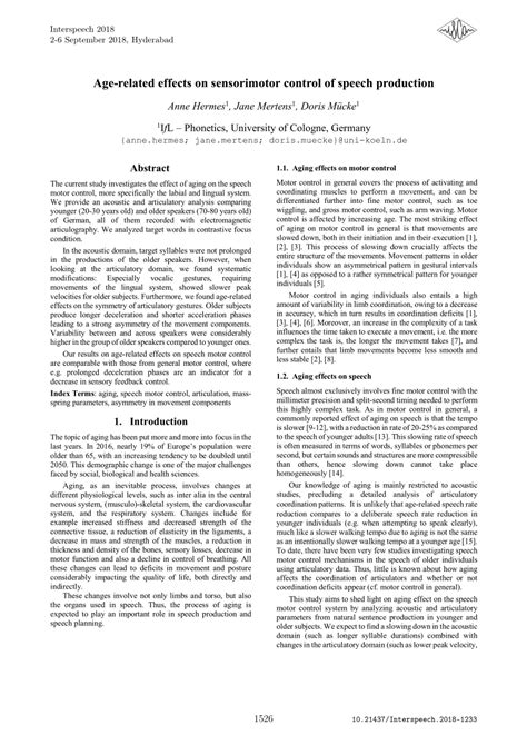 Pdf Age Related Effects On Sensorimotor Control Of Speech Production