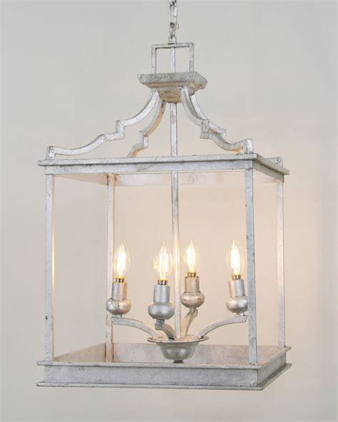 La583 Antique Silver Iron Pendant Light Fixture 4 Bulb Hardwired E