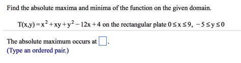 Solved Find The Absolute Maxima And Minima Of The Function
