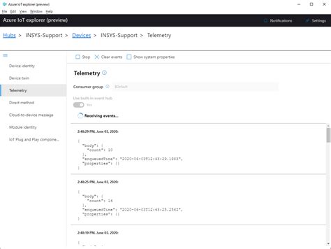 Azure Iot Hub Sending Values Receiving Commands
