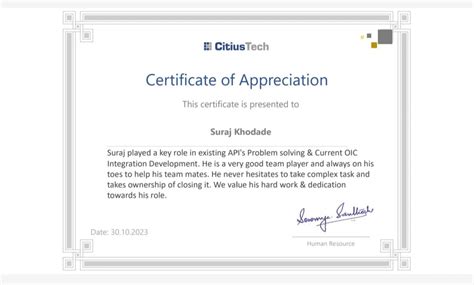 Suraj Khodade On Linkedin Appreciation Recognitionawards Citiustech