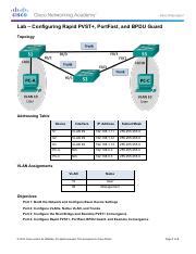 Lab Configuring Rapid PVST PortFast And BPDU Guard Lab Configuring Rapid PVST
