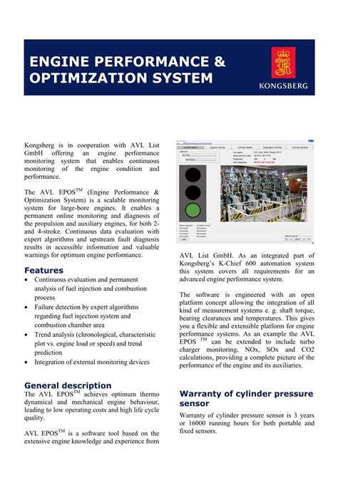 Data Sheet Engine Performance And Optimization System