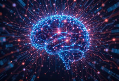 Digital Brain With Electric Connections Illustrating Advanced Technology Concepts Stock