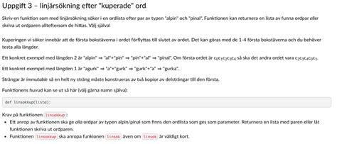 Python Linjärsökning Efter Kuperade Ord Programmeringpython