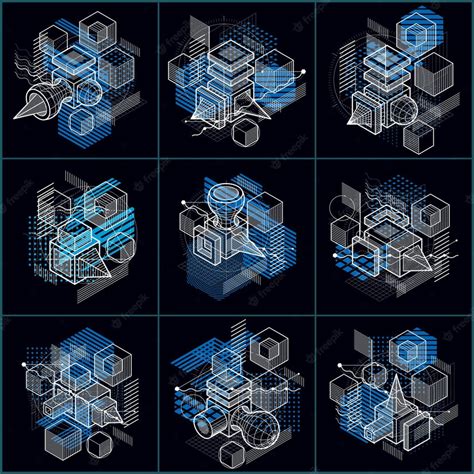 Premium Vector Abstract Vector Backgrounds With Isometric Lines And Shapes Cubes Hexagons