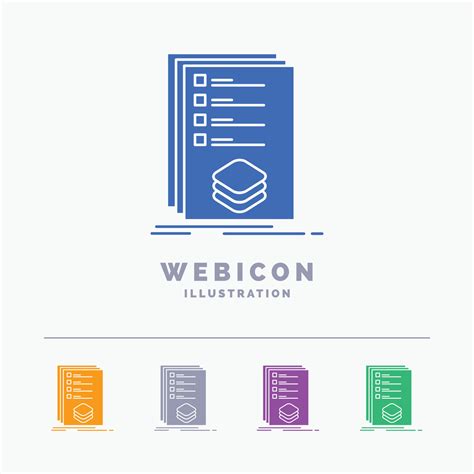 Categories Check List Listing Mark 5 Color Glyph Web Icon Template Isolated On White Vector