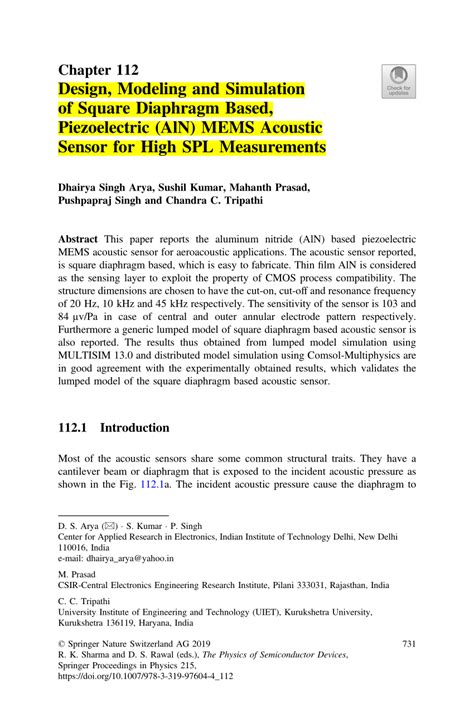 Pdf Design Modeling And Simulation Of Square Diaphragm Based Piezoelectric Aln Mems