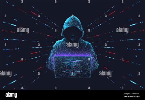 Cyber Hacker Attack Concept Abstract Digital Hacker Man Stock Vector