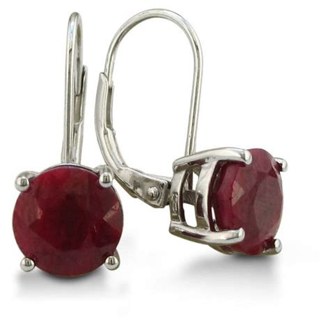 Usa Sterling Silver 5ct Ruby Leverback Earrings
