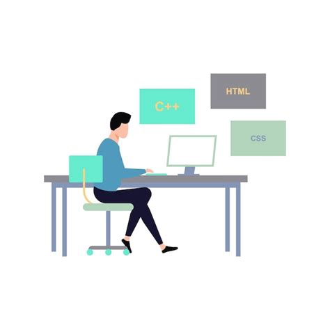 El Chico Esta Codificando Vector Premium