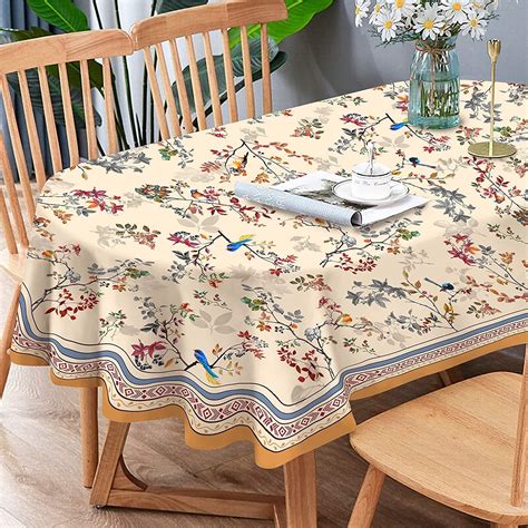Oval Fall Bird Floral Tableclothautumn Thanksgiving Oval Table Cloth