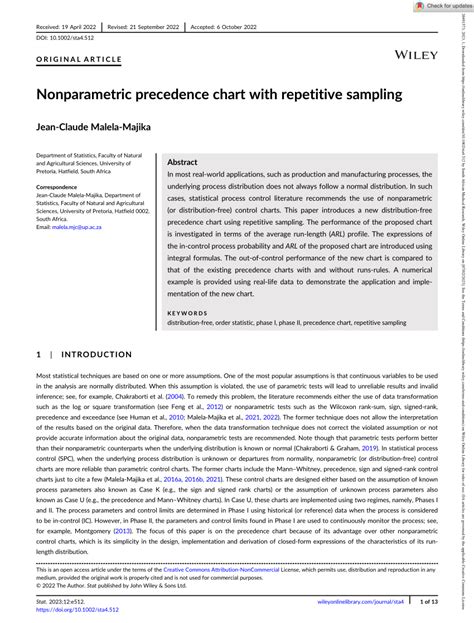 PDF Nonparametric Precedence Chart With Repetitive Sampling