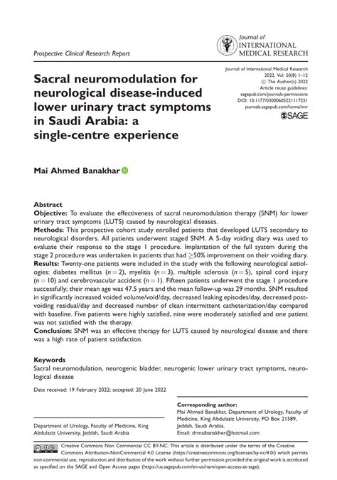 Pdf Sacral Neuromodulation For Neurological Disease Induced Lower Urinary Tract Symptoms In