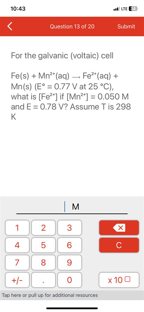 Solved For The Galvanic Voltaic Cell