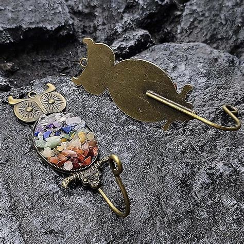 7 Chakela Owl Shape Hook Vintage Style Wall Hanger With Colored Fine