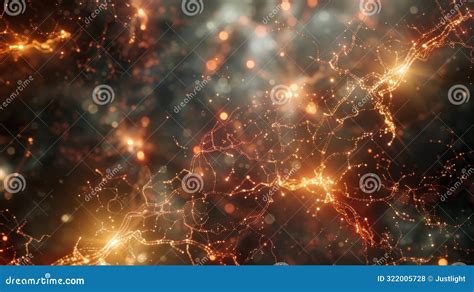 A Storm Of Electrical Signals Spreading Through A Network Of Interconnected Neurons Stock Photo
