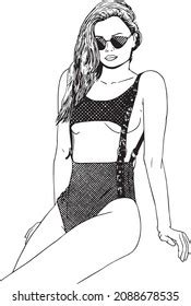 Sexy Woman Posing Realistic Vector Drawing Stock Vector Royalty Free 2088678535 Shutterstock