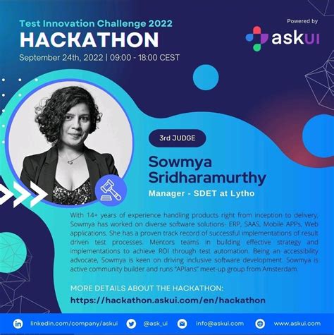 Sowmya Sridharamurthy On Linkedin Hackathon Announcement Testautomation Testing